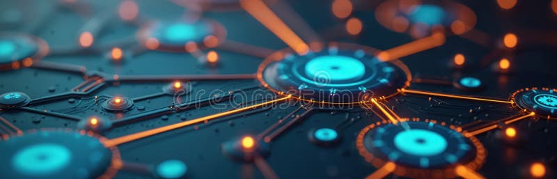 Abstract Dark Tech Background with Glowing Neon Lights. Futuristic ...