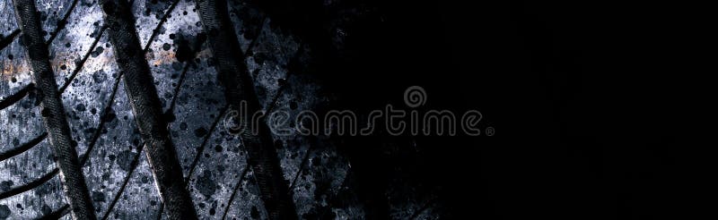 Abstract Dark Texture with Tire Tread Patterns , Panoramic Banner with ...