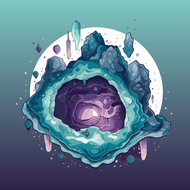 Abstract Dark Turquoise Liquid Vector Geode. Cave, Magic, Floating ...