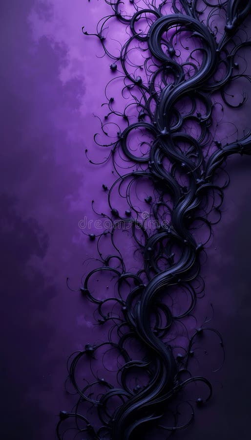 Abstract Dark Vines on Purple Background Art for Creative Projects Stock Illustration ...