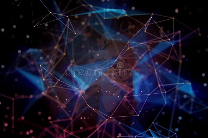 Abstract Dark Wallpaper with Wireframe Grid and Polygonal Figures Stock ...