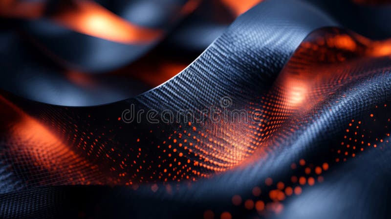 Abstract Dark Wave Background with Glowing Particles Stock Illustration ...