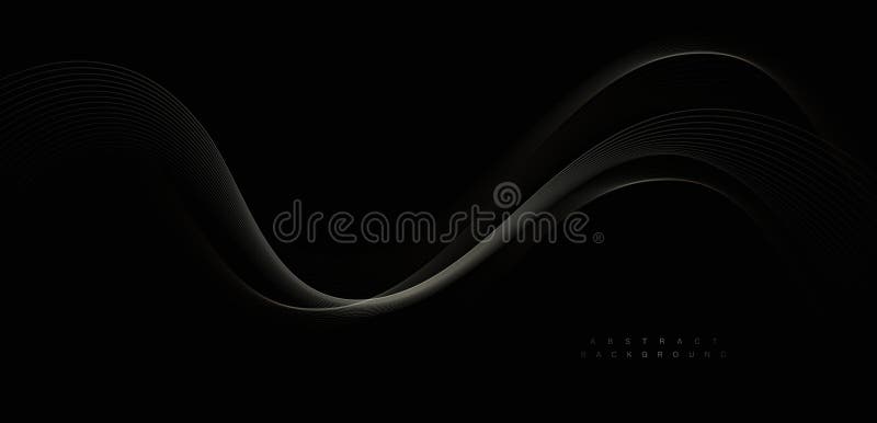 Abstract Dark Wave Lines on Black Background. Modern Flowing Wavy Lines ...