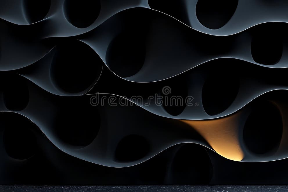 Abstract Dark Wave Pattern with Glowing Orange Element Stock ...