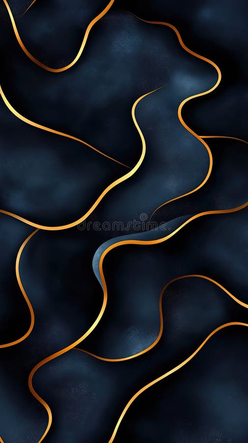 Abstract Dark Wave Pattern with Gold Accents Stock Photo - Image of ...