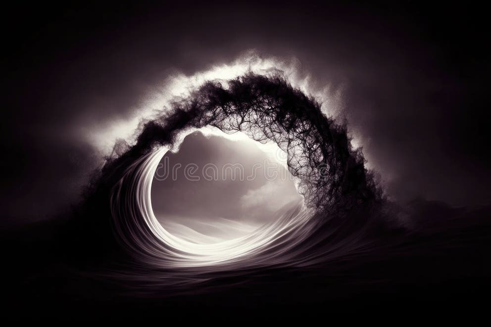 Abstract Dark Wave Swirl with Ethereal Light and Shadow Play Stock ...