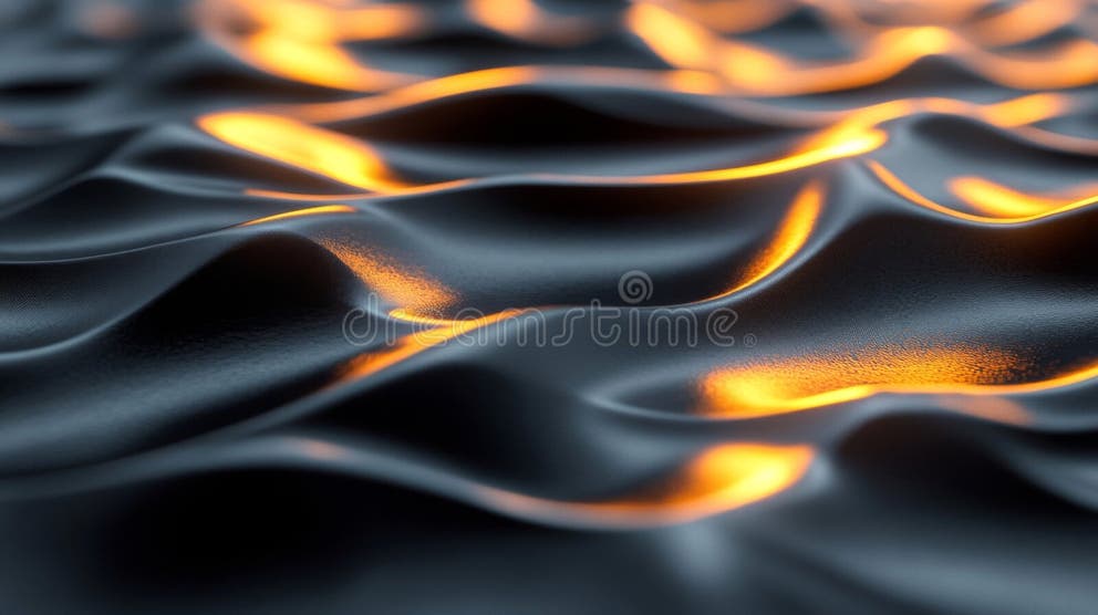 Abstract Dark Waves with Orange Glow Texture Background Stock ...