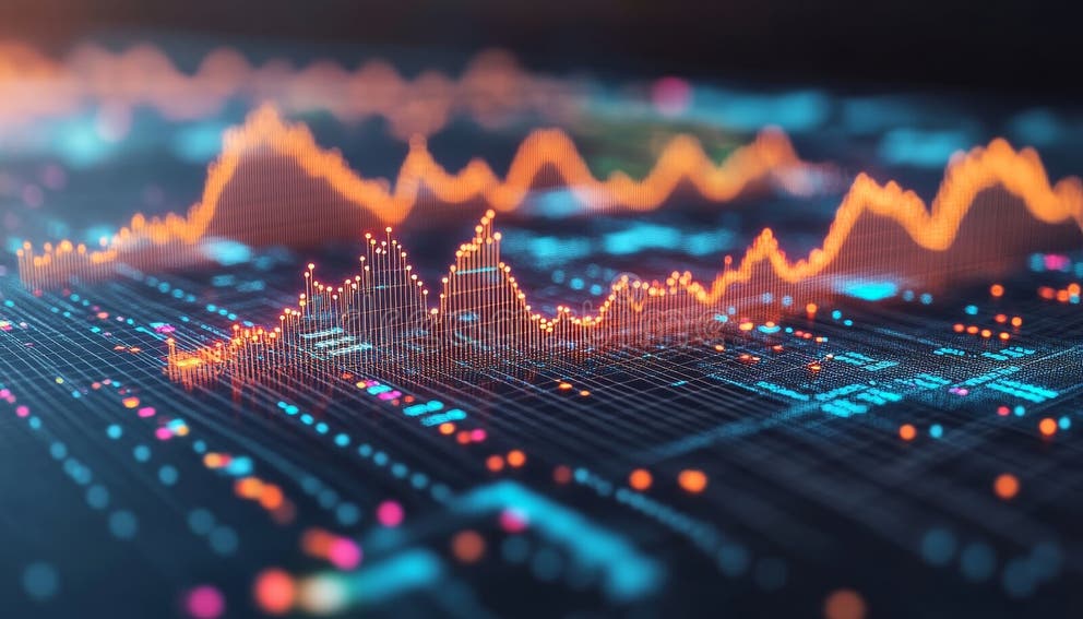 Abstract Data Analysis Fluctuating Line Graphs, Data Nodes, and ...
