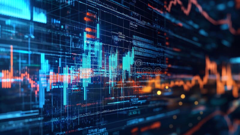 Abstract Data Analysis with Glowing Charts and Statistics Stock Photo ...