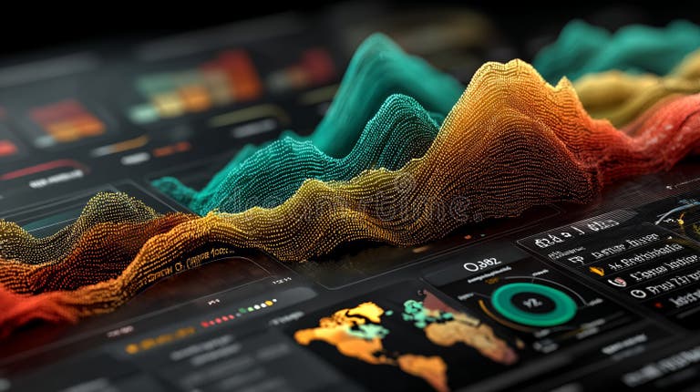 Abstract Data Analysis Visualized on Dark Interface Stock Illustration ...