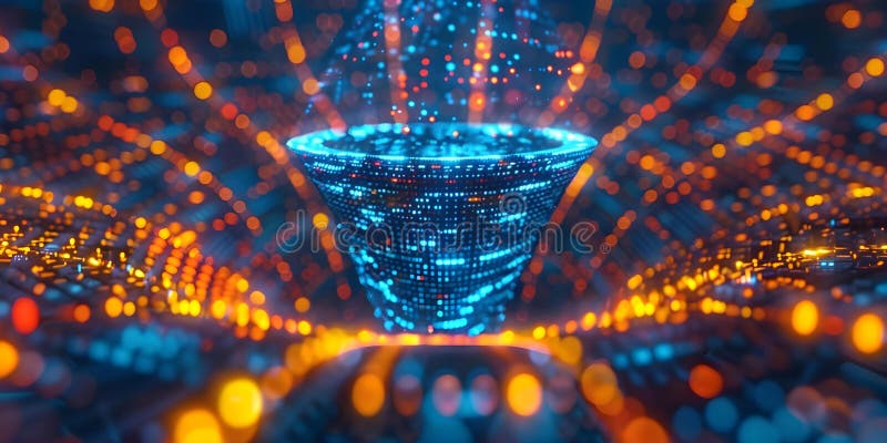 Abstract Data Analytics Concept with Information Funnel Vibrant and ...