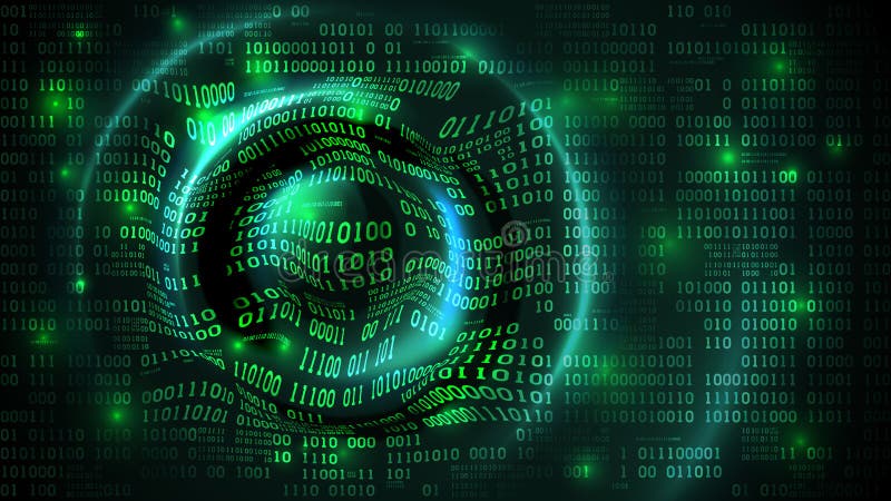 Abstract Data Array Background Matrix Futuristic Cyberspace With Digits Binary Code And