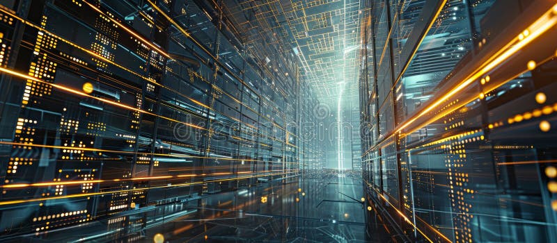 Abstract Data Center or Cloud Stock Illustration - Illustration of rack ...