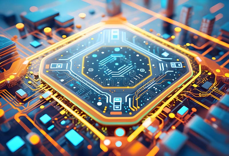 Abstract Data Circuits with Neon Highlights, Tech Background ...