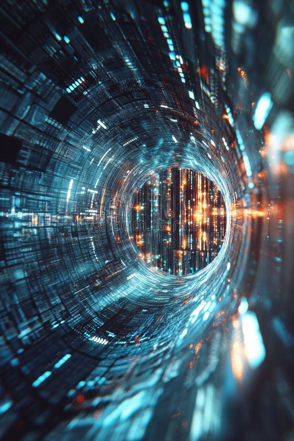 Abstract Data Connection Visualization in Futuristic Digital ...