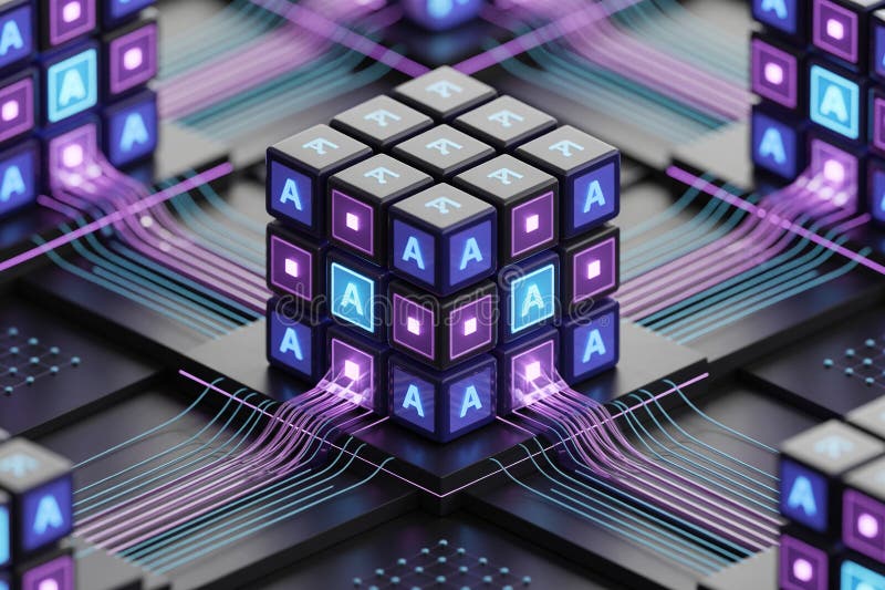 Abstract Data Cube Network Ai Artificial Intelligence Machine Learning ...