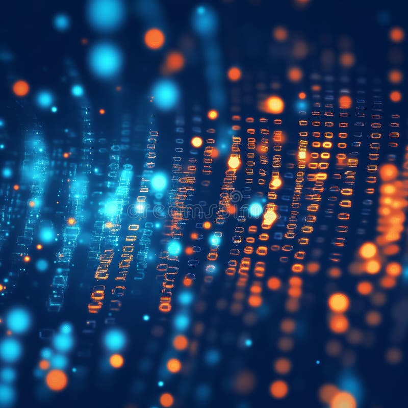 Abstract Data Flow Background with Technology Elements in Blue and ...