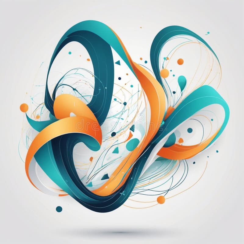 Abstract Data Flow: Flowing Lines and Geometric Shapes Representing the ...