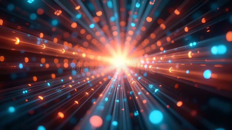 Abstract Data Flow with Luminous Streams Stock Illustration - Illustration of stream, network ...