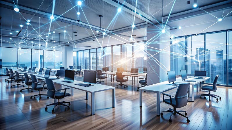 Abstract Data Flow in a Modern Office Setting AI Generated Stock ...