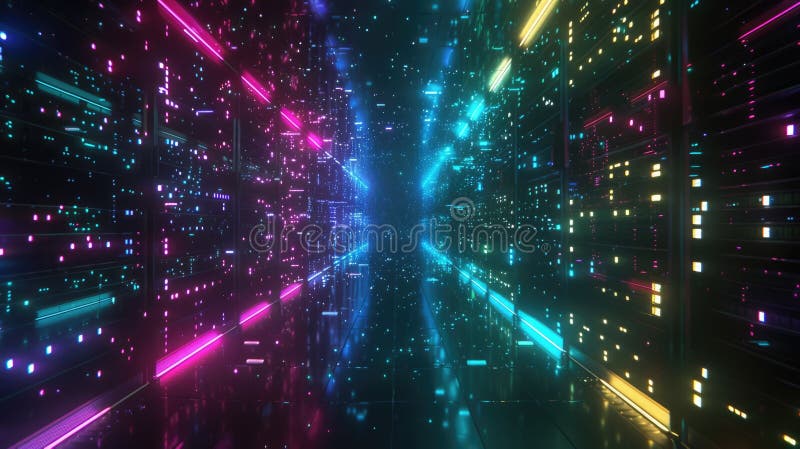 Abstract Data Flow with Neon Light Effect in Server for Hosting Domain ...