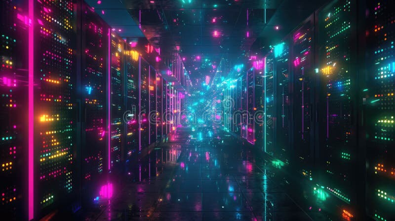 Abstract Data Flow with Neon Light Effect in Server for Hosting Domain ...