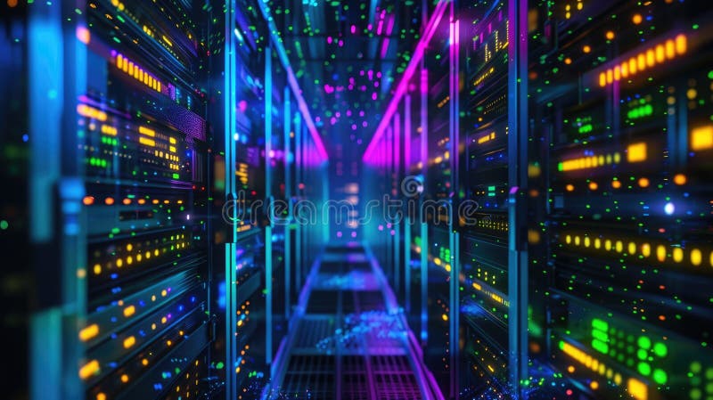 Abstract Data Flow with Neon Light Effect in Server for Hosting Domain ...