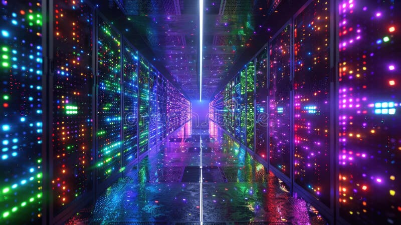 Abstract Data Flow with Neon Light Effect in Server for Hosting Domain ...