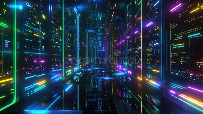 Abstract Data Flow with Neon Light Effect in Server for Hosting Domain ...