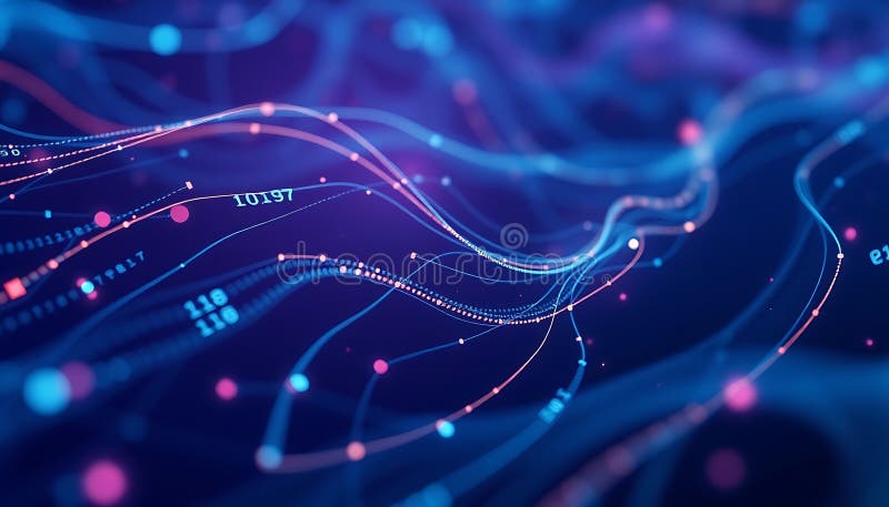 Abstract Data Flow Network Lines Technology Background Generative AI Stock Illustration ...