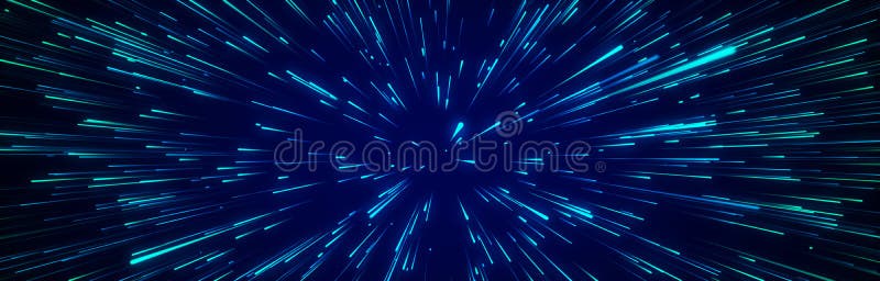 Abstract Data Flow Space. Light Rays. Explosion Effect. Sci-fi Motion Wallpaper. 3D Rendering ...