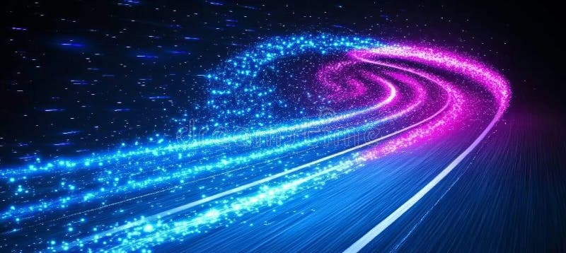 Abstract Data Flow with Speed Particles and Light Trails, Cyber ...