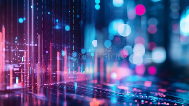 Abstract Data Flow with Vibrant Lines and Digital Grids Stock Image ...
