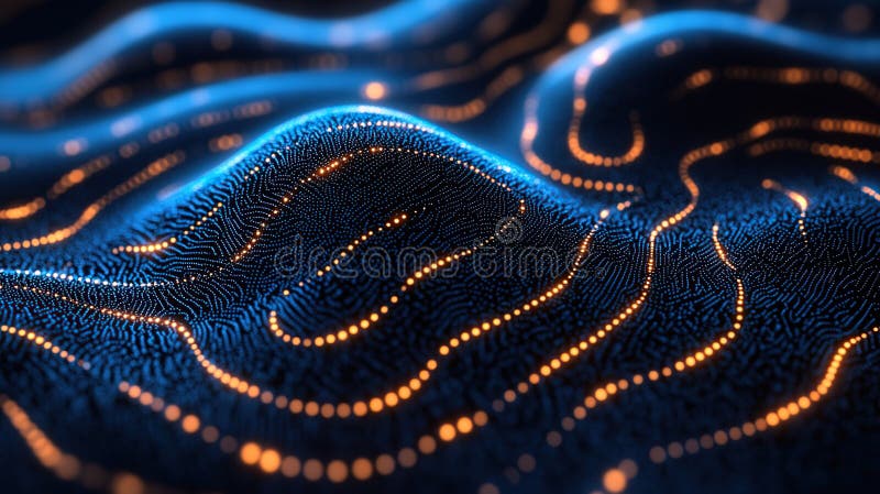Abstract Data Flow Visualization, Network of Glowing Points, Digital Wave Patterns Stock ...