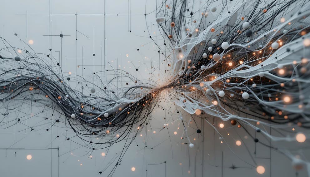 Abstract Data Flow Visualization with Neural Network Connection and Particle Spark Stock ...