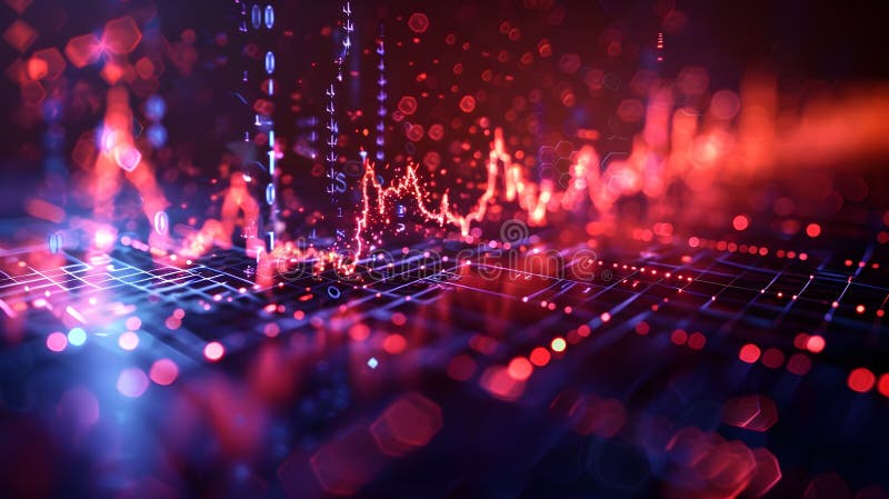 Abstract Data Lines with Glitches and Heartbeat Effect Stock ...