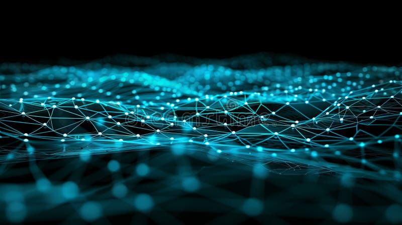 Abstract Data Mesh Network Background in Teal Stock Illustration ...