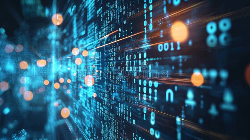 Abstract Data Network with Binary Code and Bokeh Lights Stock Photo - Image of tech, programming ...