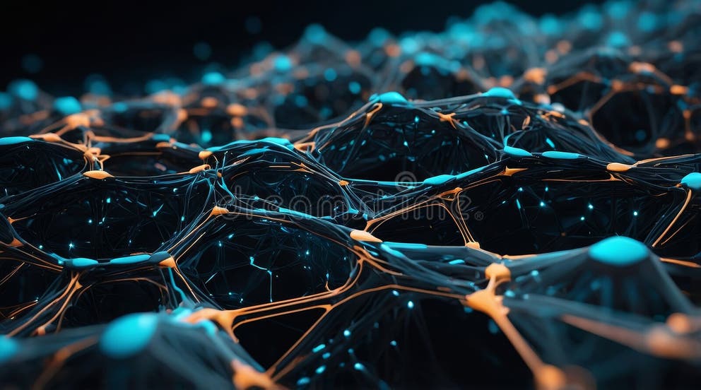 Abstract Data Network 3D: Glowing Nodes, Cyan Blue, Connectivity Stock ...