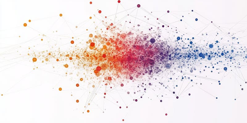 Abstract Data Network Visualization with Colorful Points and Connecting ...