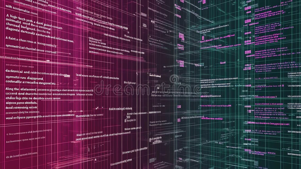 Abstract Data Network Visualization with Pink and Teal Glowing Text ...