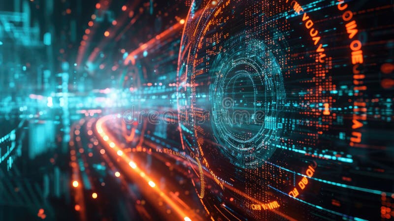 Abstract Data Pattern Background, Person Looks at Digital Information ...