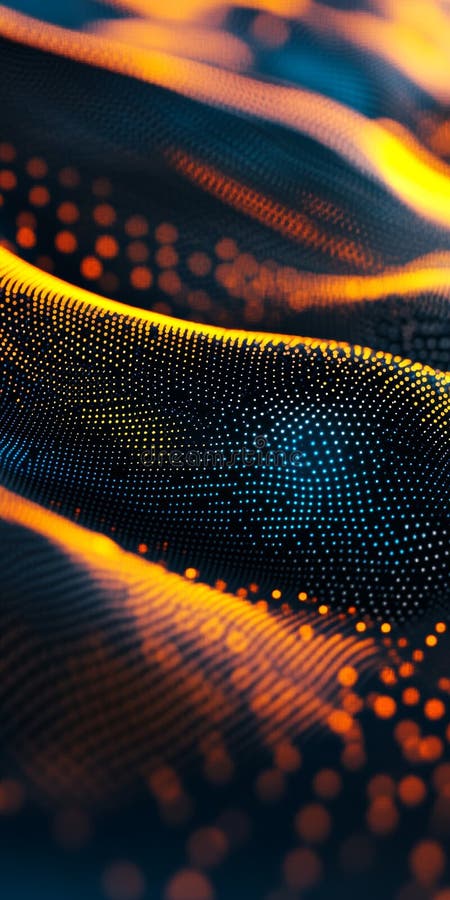 Abstract Data Pattern Background with Wave Motif in Bright Yellow and ...