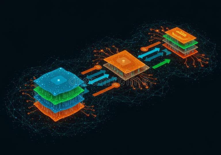Abstract Data Processing Network Layers Flow Stock Illustration ...