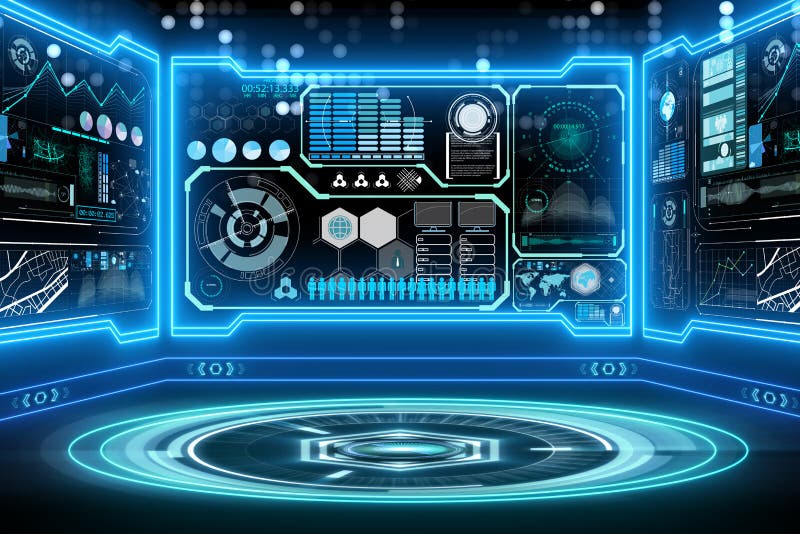 The Abstract Data Room with Futuristic Design - 3d Rendering Stock ...