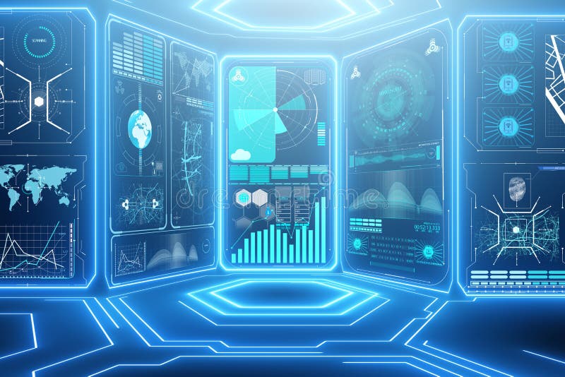 The Abstract Data Room with Futuristic Design - 3d Rendering Stock ...