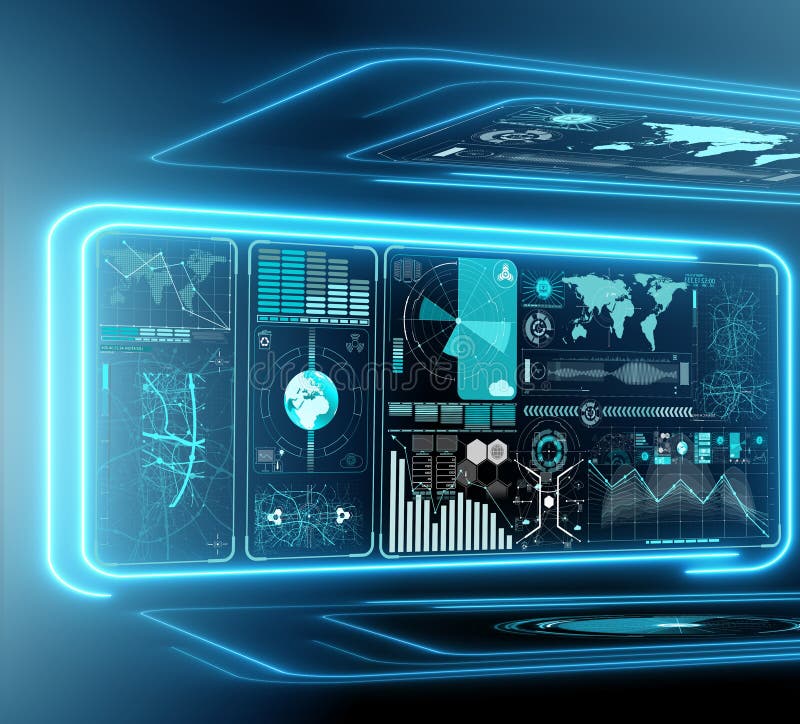 Abstract Data Room with Futuristic Design - 3d Rendering Stock ...