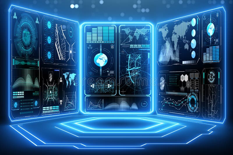 The Abstract Data Room with Futuristic Design - 3d Rendering Stock ...