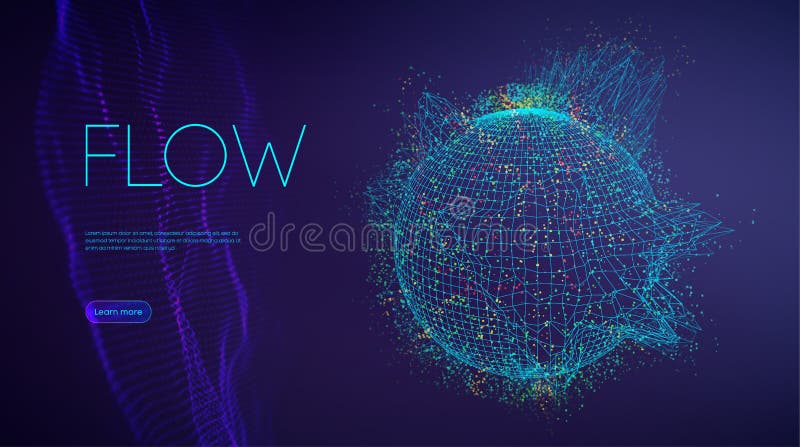 Abstract Data Science Concept. Explosion Sound Wave Sphere Background ...