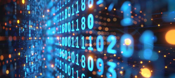 Abstract Data Stream Binary Code Numbers Flowing, Blur, Big Data, Technology, Information Stock ...